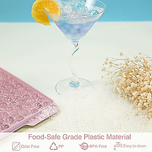 Toobimen Mini Ice Cube Trays, 4 Pack Small Ice Cube Tray with Lid and Bin, 104x4 PCS Ice Ball Maker Mold, Crushed Ice Trays Easy Release for Chilling Drinks, Coffee, Cocktail, Juice (Pink)