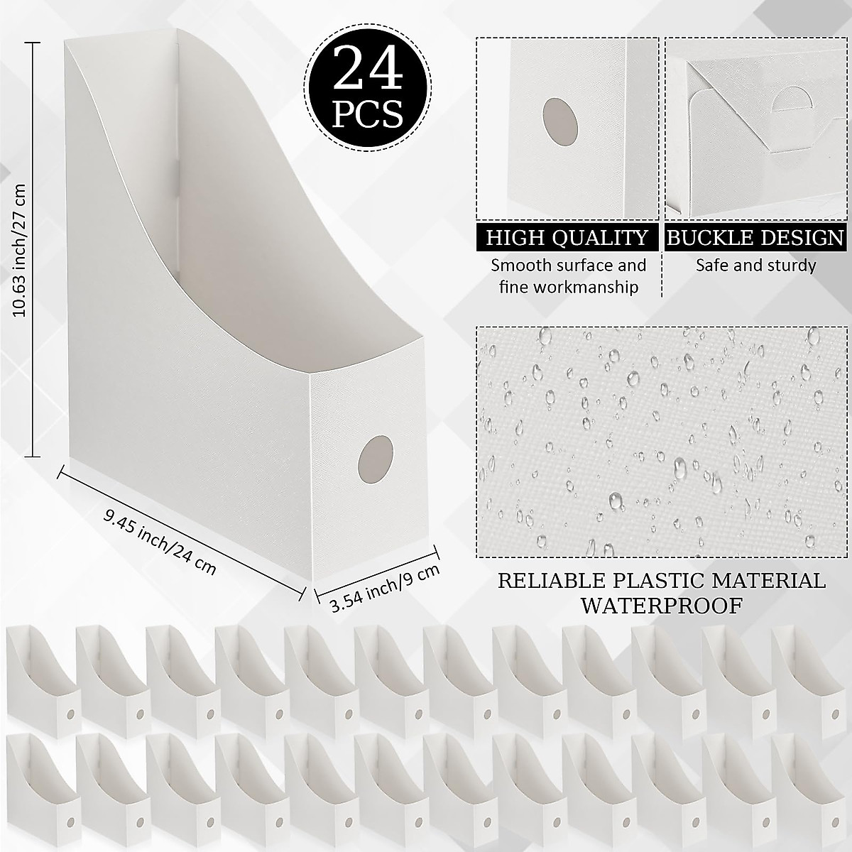 Harloon 24 Pcs Plastic Magazine File Holder Desk Storage Folder Organizer Cardboard Shelves Heavy Duty Document Box Vertical Book Bin File Rack for School Home Classroom Office (Multicolor)