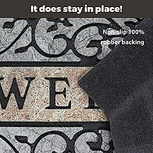 MTOUOCK New Large 36"x24" Heavy Duty Welcome Mat Outdoor with Non-Slip Rubber Backing - Durable Outdoor Door Mat for Front Door Entrance, Garage, Patio & High Traffic Areas - Stone Scroll Design