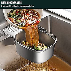 Multifunction Sink Drain Strainer Basket, Stainless Steel Kitchen Colander for Filter Food Waste and Rinsing Produce (Rice/Berry Washer)