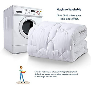 CozyLux Mattress Pad Full Deep Pocket Non Slip Cotton Mattress Topper Breathable and Soft Quilted Fitted Mattress Cover Up to 18" Thick Pillowtop 450GSM Bed Mattress Pad White