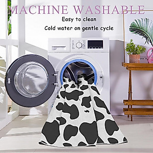 UntilPlan Printing Washable Rugs for Living Room, 4x6 FeetAnti-Skid Area Rug, Indoor Floor Carpet for Kitchen Entryway Laundry Dining Room, Kids Rugs for Bedroom Girls (Cow-Black, 4x6 ft)