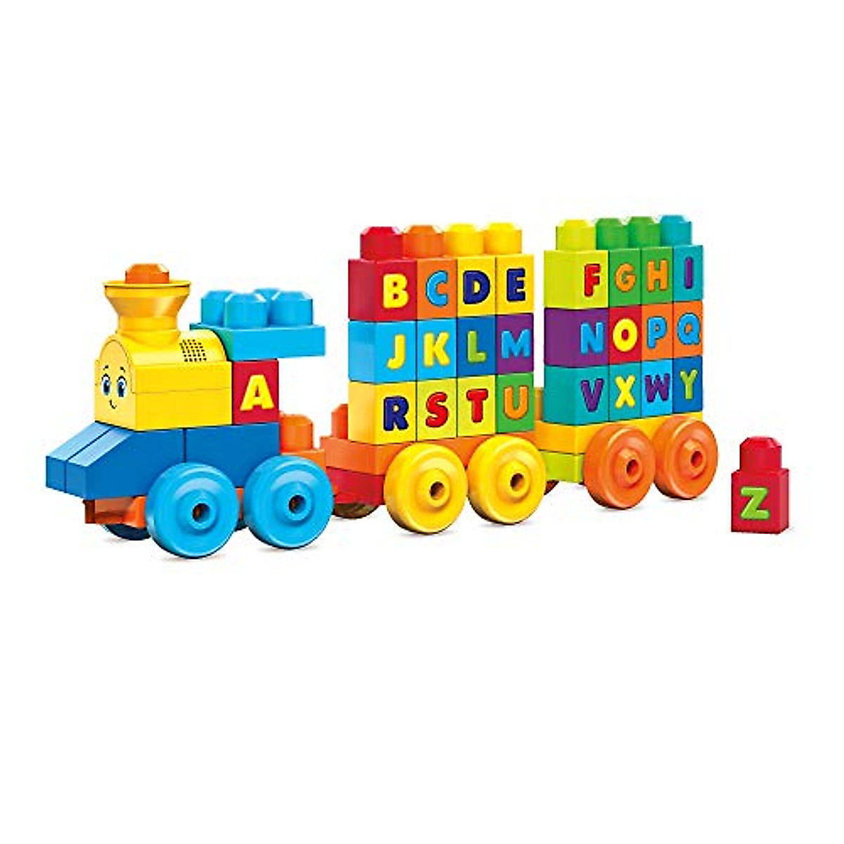 MEGA BLOKS Fisher-Price ABC Blocks Building Toy, ABC Musical Train with 50 Pieces, Music and Sounds for Toddlers, Gift Ideas for Kids Age 1+ Years