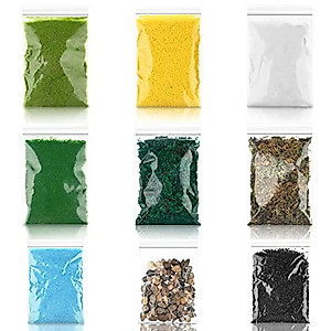 Nuanchu 9 Pack Scenery Basing Material Kit for Miniatures Model Stone, Grass Cashmere Powder, Dry Grass Mixed Model Grass Powder Green Micro Landscape Building Miniatures Fake Grass Fairy Garden
