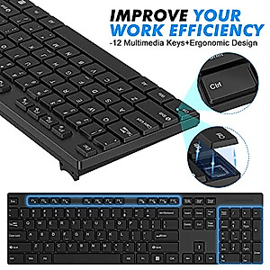 Wireless Keyboard and Mouse Combo, Btios Slim Quick Lag-Free 2.4GHz Cordless Full Size Computer Keyboard and Mouse Responsive Plug & Play for Windows, PC/Desktops/Computer/Laptops