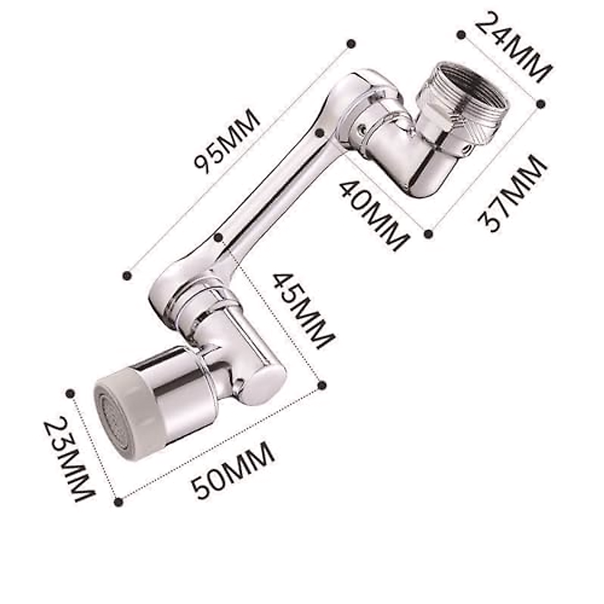 mofgkuz 1080° Swivel Faucet-Extender Sink, Splash Faucet Sprayer Aerator, Wash Hand/Hair/Face, Bathroom & Kitchen Sink with 2 Water Outlet Modes,Silver,1Pcs