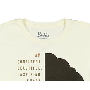 Barbie Juniors I AM...Black Half Words Picture Graphic Print T-Shirt (Small,3/5)