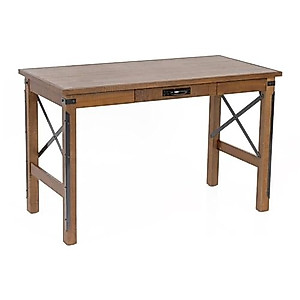 OS Home and Office Furniture Model 33248 Wood Veneer Industrial Collection 24 by 48 Desk with USB Ports