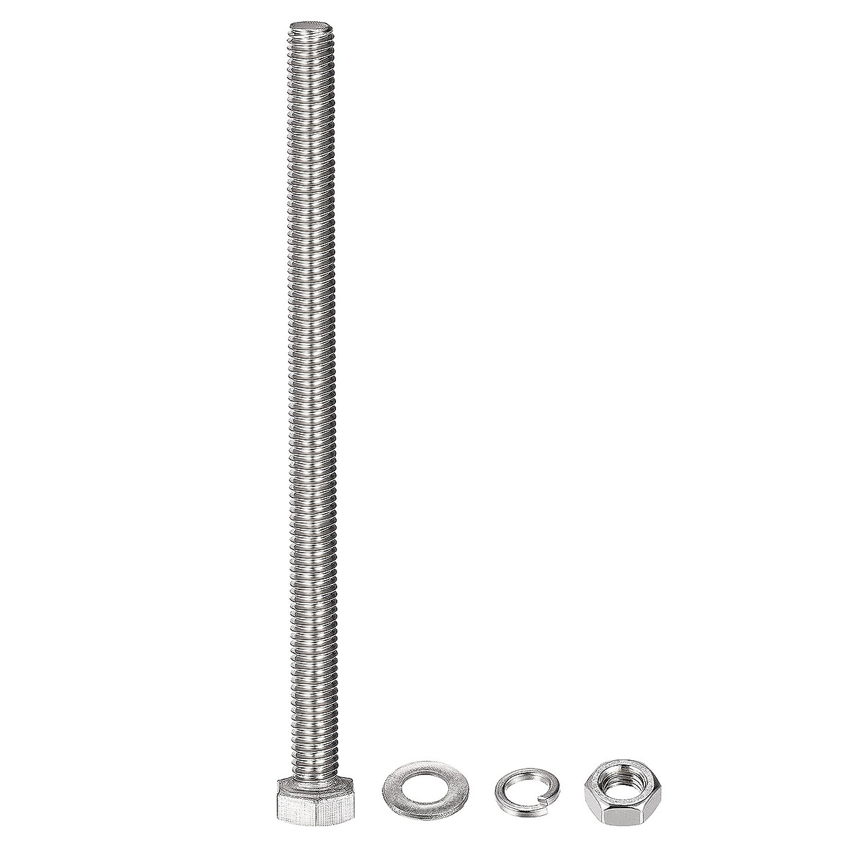 uxcell M8 x 120mm Hex Head Screws Bolts, Nuts, Flat & Lock Washers Kits, 304 Stainless Steel Fully Thread Hexagon Bolts 5 Sets