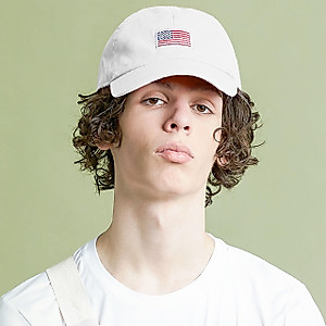 USA Flag & Embroidery Premium 100% Cotton Low Profile Adjustable Baseball Dad Cap (Flag-White)