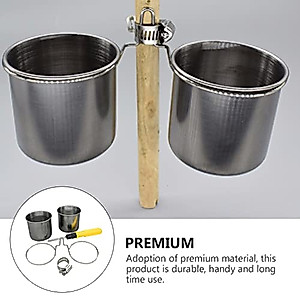 POPETPOP Bird Water Dispenser Bird Feeding Cups, Parrot Food Bowl Clamp Holder Coop Cup, 1 Set Dish Stainless Steel Bird Bowls Parrot Feeders Water Cage Bird Water Dispenser Parakeet