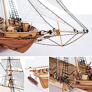 GAWEGM Wooden Ship Model Building Kits for Adults - 1/96 Scale Harvey 1847 Model Ships Assembled with Metal Accessory, for Collection, Teaching Exhibition, Ship Model Hobby, Assemble Expert