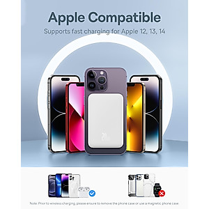 Baseus for Magsafe Battery Pack, 5000mAh Wireless Portable Charger for iPhone, PD 20W Magnetic Power Pank Fast Charging with USB-C Cable, Slim Magsafe Charger for Apple iPhone 15/14/13 Series, AirPods