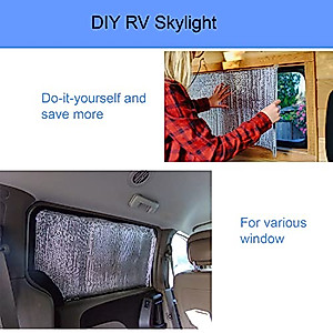 ZRNIDIYR RV Door Window Shade RV Skylight Cover, DIY RV Window Insulation RV Skylight Shade Bubble Reflective Shield for Car RV 59in x 118in
