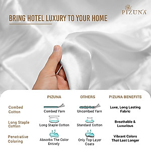 Pizuna Pure 100% Cotton Queen Size Sheets, 800 Thread Count Long Staple Cotton Crisp Sateen Sheets with 15inch Deep Pocket
