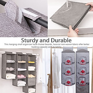 PUiKUS Closet Hanging Shelves - Clothes Organizer and Storage for Sweater Jeans Shirt - Dorm Wardrobe Nursery Rv Room - Kids Closet Hanging Accessories | 3-Shelf Hanger