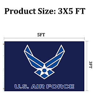 3x5 US Air Force Wings Military Flag Outdoor Double Sided Heavy Duty USAF Wings Flags 3 Ply Thick Polyester Material with 2 Metal Grommets 4 Rows of Stitching United States Airforce Wing Flags