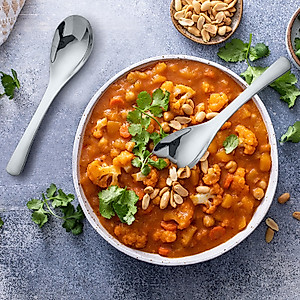 Soup Spoons High Grade Stainless Steel Soup Spoons, neheewin Table Spoons Thick Heavy-weight Ladle Spoons, Dishwasher Safe (Set of 5)