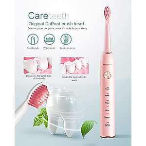 Blenpapa Sonicare Electric Toothbrush for Adults, Smart Cleaning and Whitening, 5 Modes Selection 38000VPM Rechargeable, with Dupant Brush Heads Suitable for Travel, 1 Count, Pink