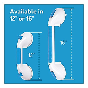 Carex Suction Shower Grab Bar – 12” Ultra Grip Shower Handle - Dual Locking Grab Bars for Bathtubs and Showers – Seniors, Disabled, Handicap, Elderly Assistance Product