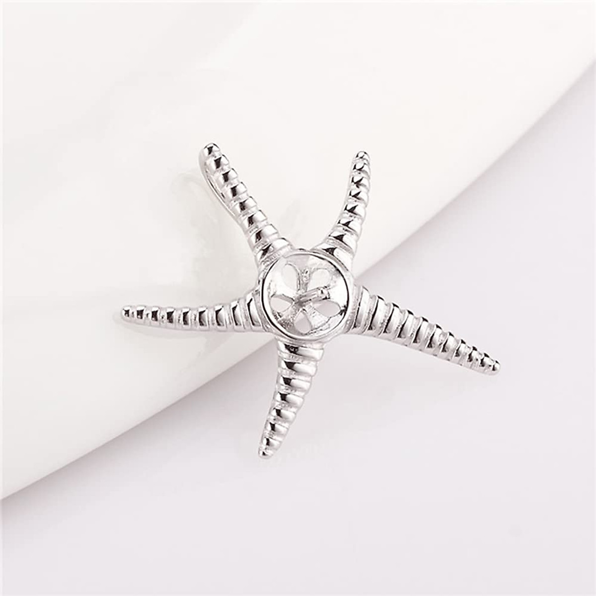 LGSY Sterling Silver Twisted Screw Starfish Bail Pin Pendant Fitting for Pearl Jewelry, Design Pendant Mount for Women DIY Jewelry Making