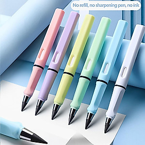 Vanleonet 6 Sets Forever Pencils with Erase, Inkless Magic Pencil, Infinity Reusable Pencil,Pencil That Never Everlasting Pencil, Endless Pencil with 18Pcs Replacement Pencil Tips