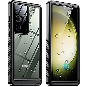 SPIDERCASE Designed for Samsung Galaxy S23 Ultra Case Waterproof,Built-in Screen Protector Full Protection Heavy Duty Shockproof Anti-Scratched Phone Case,Black