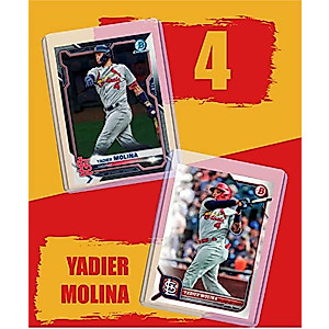 Yadier Molina Baseball Cards (5) Assorted St. Louis Cardinals Trading Card and Wristbands Gift Bundle