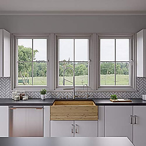 ALFI brand AB3321 33-Inch Double Bowl Bamboo Kitchen Farm Sink