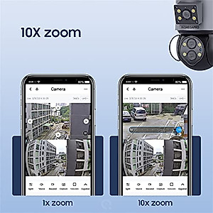 INQMEGAPRO 4MP Security Camera Outdoor, 10X Optical Zoom,Dual-Lens Outdoor Camera,360 Degree Pan/Tilt/Zoom Security Camera System with Motion Tracking, Two-Way Talk,Siren Alarm, Color Night Vision