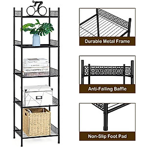 2 Pack 5-Tier Bathroom Storage Shelf, Heavy Duty Wire Shelving Unit Free Standing Towel Rack Organization for Kitchen Bathroom Laundry, Black