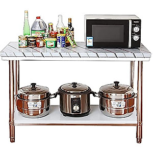 Commercial Kitchen Work Catering Table for Hotel, Kitchen Worktable Stainless Steel Table Heavy Duty Table Commercial Work Table with Undershelf and Adjustable Feet for Restaurant Rack (Size : 100x50