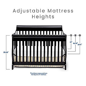 Delta Children Canton 4 in 1 Convertible Crib, Black + Serta Perfect Slumber Dual Sided Recycled Fiber Core Crib and Toddler Mattress (Bundle)