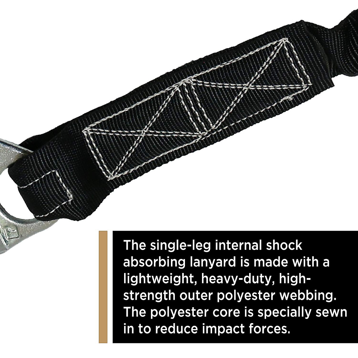 AFP 6 FT Single Leg Internal Shock Absorbing Safety Lanyard with Dual Snap Hooks