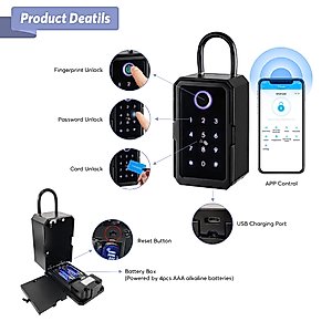 Smart Box Lock,CATCHFACE Key Lock Box 5-in-1 Bluetooth Lock Box Support TTLock APP and Share ekey Bluetooth Key Lockbox for Door Handle and Wall Smart lockbox for Airbnb Realtor Office Home[New]
