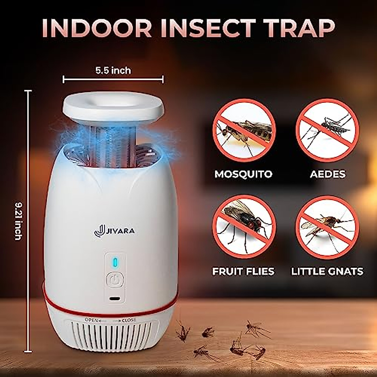 JIVARA's Professional Electric Bug Zapper Indoor | Powerful 1800V, Outdoor Mosquito Zapper, Waterproof Outdoor Fly Zapper, Insect Trap, Mosquito Killer for Patio | 1/2 Acre Coverage Mosquito Trap
