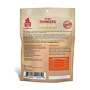PLATO Mini Thinkers Sticks - Natural Dog Treats - Real Meat - Air Dried - Made in the USA, Chicken Flavor, 6 ounces