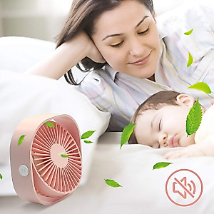 HARPAT Mini USB Desk Fan 3 Speed Personal Small Desktop Table Quiet USB Fan for Home Office Car Outdoor Travel (Pink)