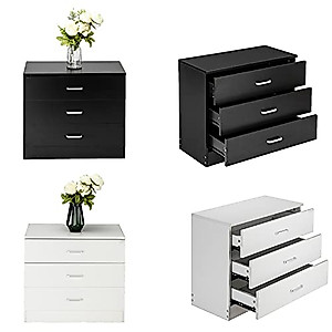 FFNUM Bedside Table Wood Simple 3-Drawer Dresser Night Stand Side Table for Living Room Bedroom（White, Black） Night Stand (Color : Black)