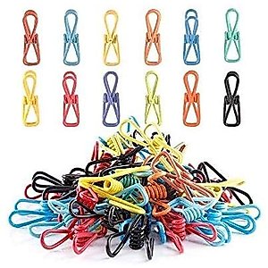 Chip Clips Bag Clip - 40 Pack Steel Wire Clips PVC coated Multi-purpose Clothes Pins for Home Office Colorful Pins Clip