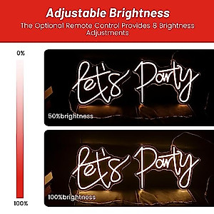 Super Large Neon Sign for Wall Decor, Yeeficent Let's Party Neon Sign Large for Bedroom Wall, 33.5 * 12 Inch Dimmable Neon Signs, Custom Light Up Sign for Wedding Party Birthday Gift (Warm White)