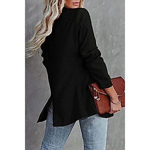 PRETTYGARDEN Women's Casual Blazers Long Sleeve Open Front Button Work Office Blazer Jackets with Pockets (Black,X-Large)