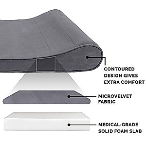 Furhaven Orthopedic Dog Bed for Large/Medium Dogs w/ Removable Washable Cover, For Dogs Up to 38 lbs - Microvelvet Luxe Lounger Contour Mattress - Gray, Large