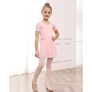 Stelle Girls Bow Back Dance Active Dress Ballet Leotard Combo with Dance Skirt and Dance Tight (Ballet Pink,85, 2-3T)