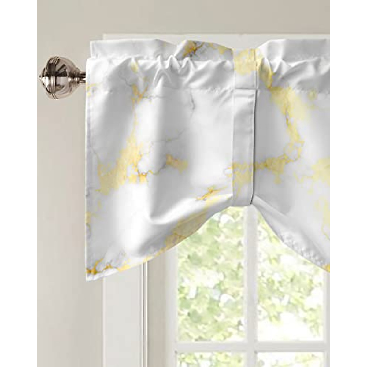 Kitchen Curtains, Marble Abstract Art White Gold Glitter Splatter Valances for Windows, Short Curtains 54x18in Bathroom Curtains Window, Kitchen Window Curtains Over Sink, Valances for Kitchen