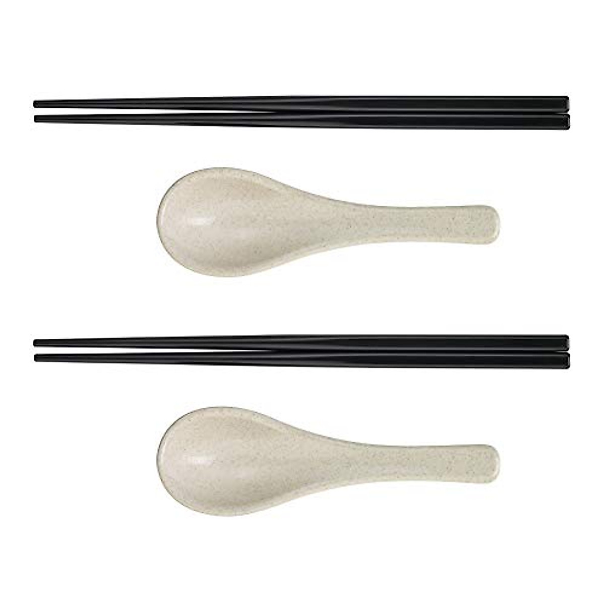 Ozeri Earth Ramen Bowl Set, Made from Plant-Derived and Other Natural Materials,993 ml, One Size, Black with Beige, 6-Piece