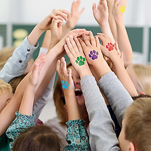 FashionTats Colored Paws Temporary Tattoo Multi Pack (50) | 5 Colors (10 of each) | Teacher Classroom Supplies | Skin-Safe | MADE IN USA | Removable