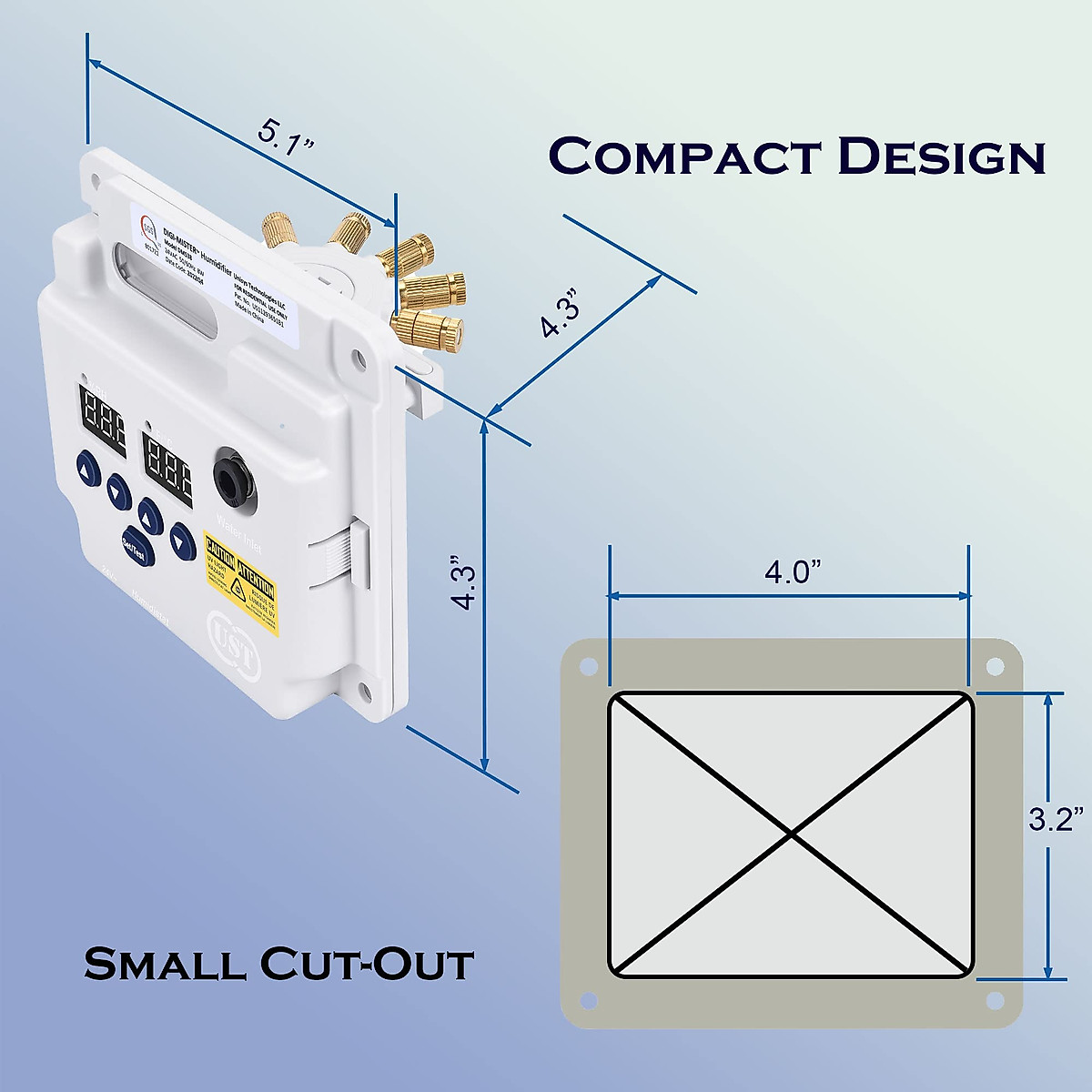 DIGI MISTER Evaporative Duct Mount Whole House Furnace Humidifier with 8 UV-C LEDs, Atomizing Cool Mist Variable Capacities for Homes and Offices from 1000 to 3500 sq. ft.
