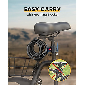 MULTIJOY Combination Lock, Black, Keyless, Resettable, 4 Feet Length, 1/2"Diameter, Waterproof Design