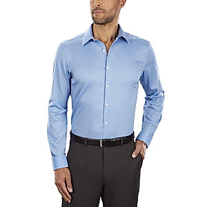 Van Heusen Men's Dress Shirt Slim Fit Flex Collar Stretch Solid, Blue Frost, 17" Neck 36"-37" Sleeve